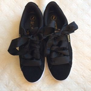 Puma | Shoes | New Puma Suede Ribbon Lace Sneakers Black | Poshmark